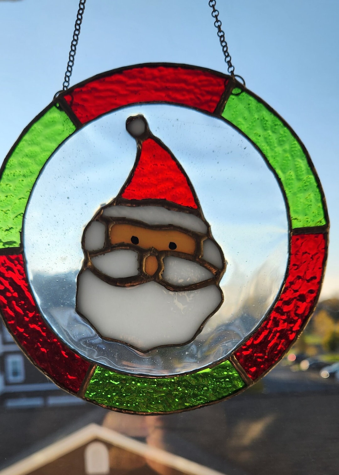 Stained Glass Santa Suncatcher - Etsy
