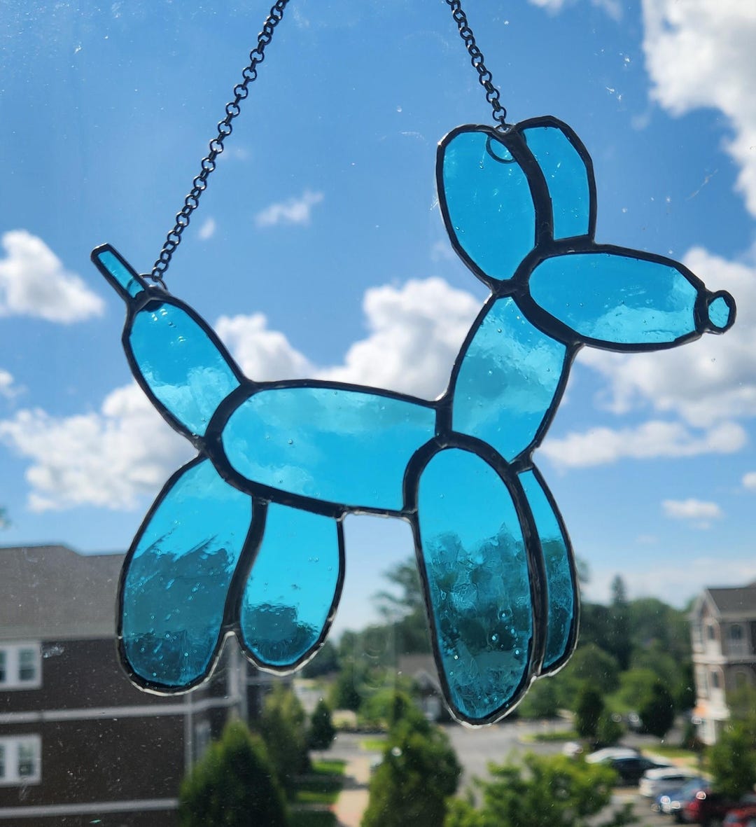 Stained Glass Balloon Dog - Blue - Etsy