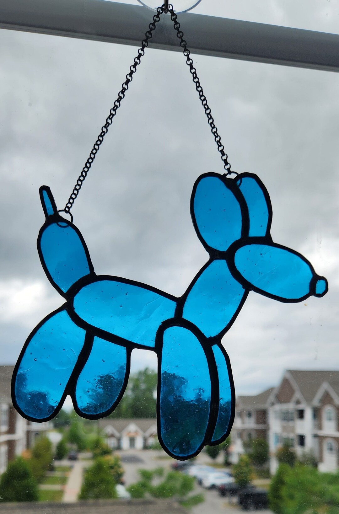 Stained Glass Balloon Dog Blue - Etsy
