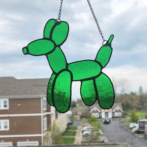 Balloon Dog - Stained Glass Suncatcher - Green - Etsy