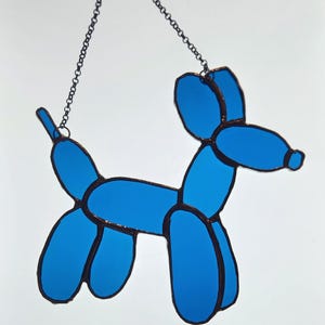 Stained Glass Balloon Dog - Dark Blue - Etsy