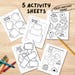 Activity Sheets for Kids - 5 Different Sheets - Etsy