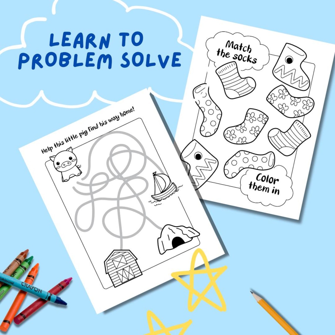 Activity Sheets for Kids - 5 Different Sheets - Etsy