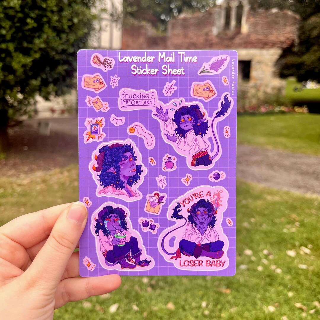 Lavender Mail Time Sticker Sheet || Prometheus Tiefling Dnd Inspired - Etsy