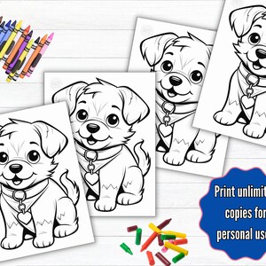 Adorable Dogs Coloring Pages, Cute Puppy Digital Book, 100 Printable ...