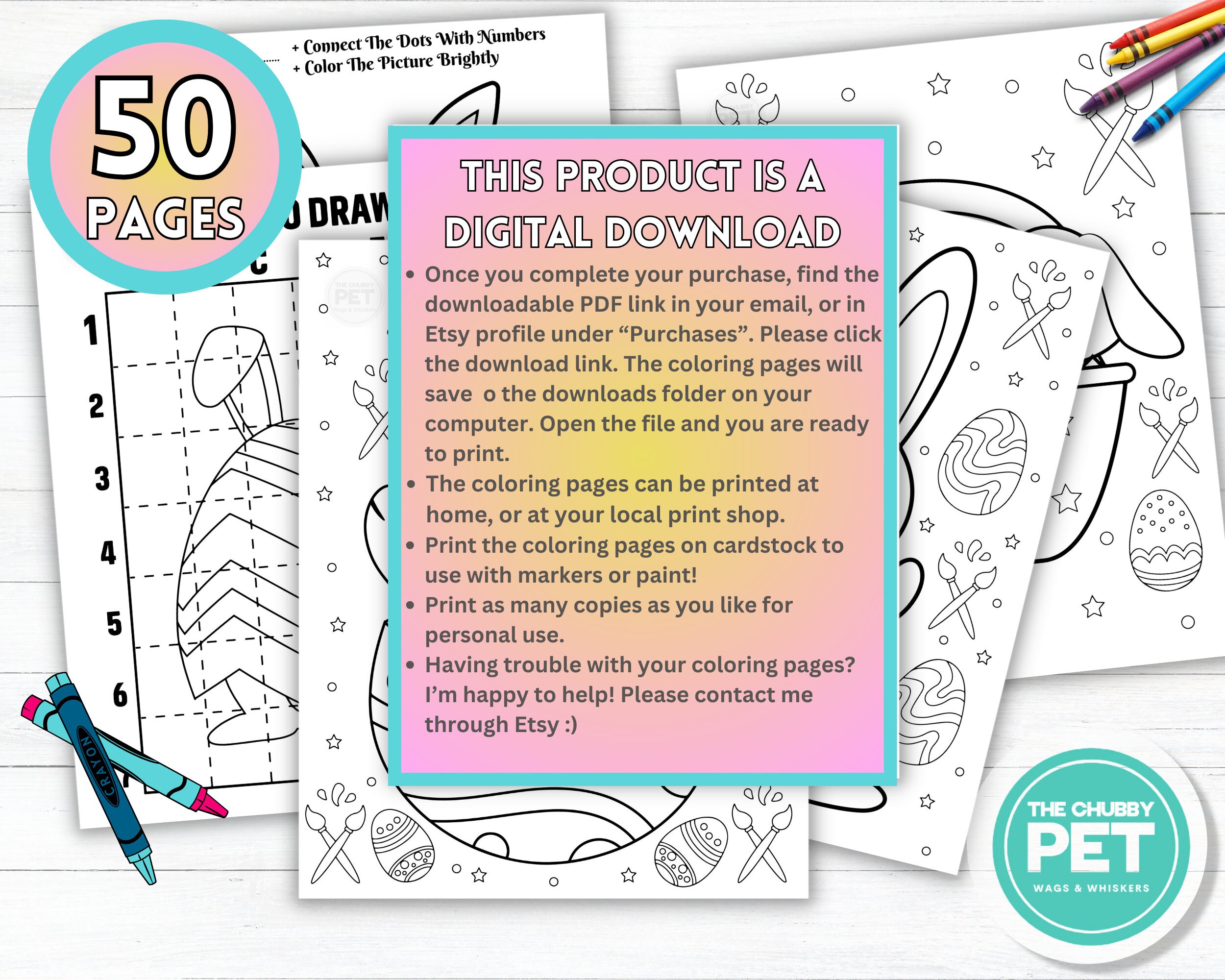 Easter Activity Book and Coloring Pages, Instant Download, 50 Printable ...