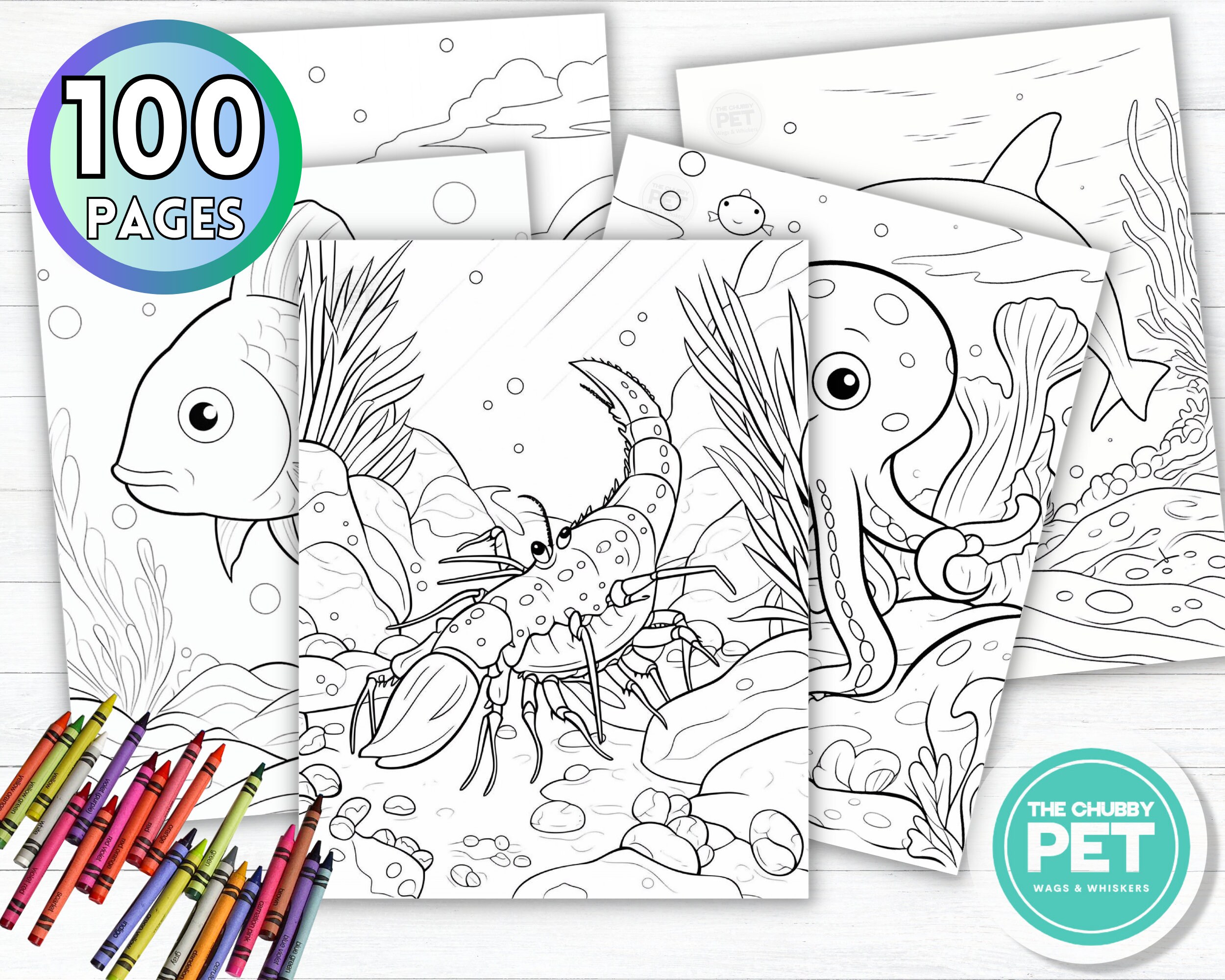 Beneath the Sea Coloring Pages, Digital Download, 100 Printable Sheets ...
