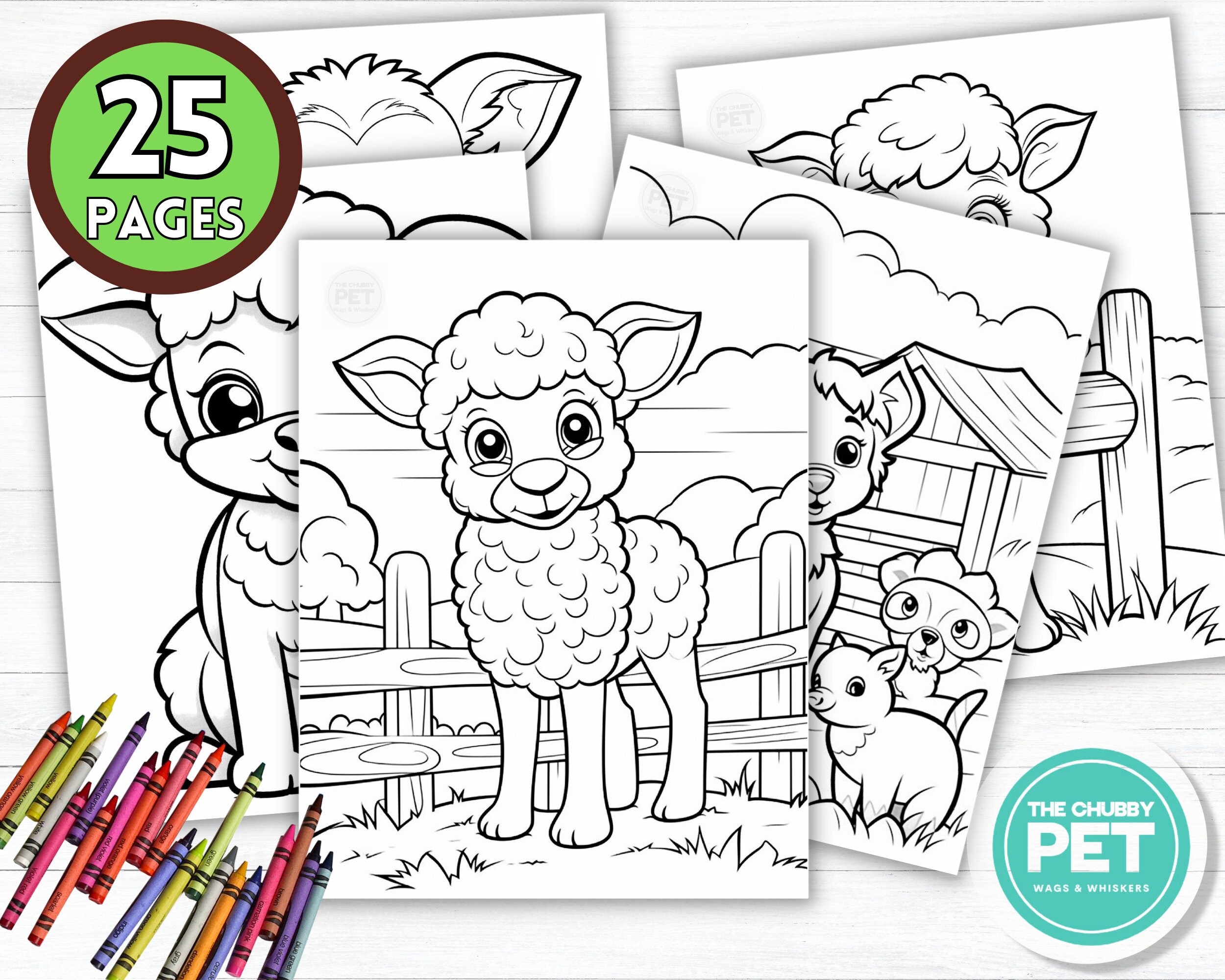 Farm Animal Coloring Pages, Printable Kids Activity, Digital Download ...