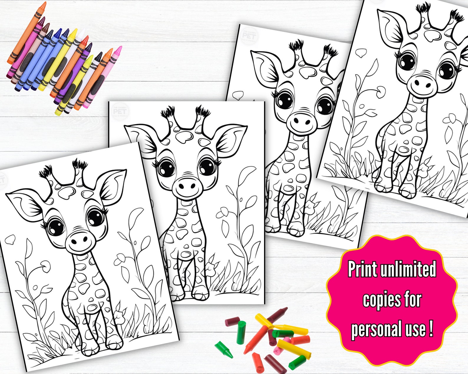 Wild Animals Coloring Book Printable, 25 Page Kids Activity, Instant ...