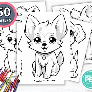Printable Adorable Dogs Coloring Pages, 50 Cute Pup Illustrations for ...