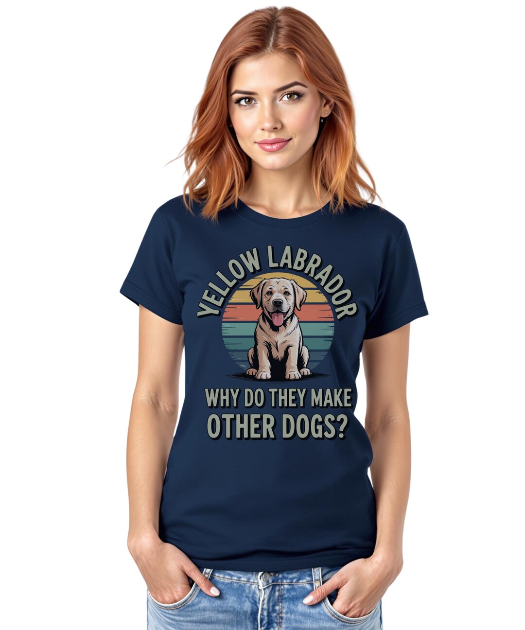 Vintage Sunset Yellow Lab Tee: Funny Dog Lover Graphic T-shirt for ...