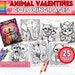 Animal Valentines Coloring Pages, Instant Download, Printable PDF, Kids ...