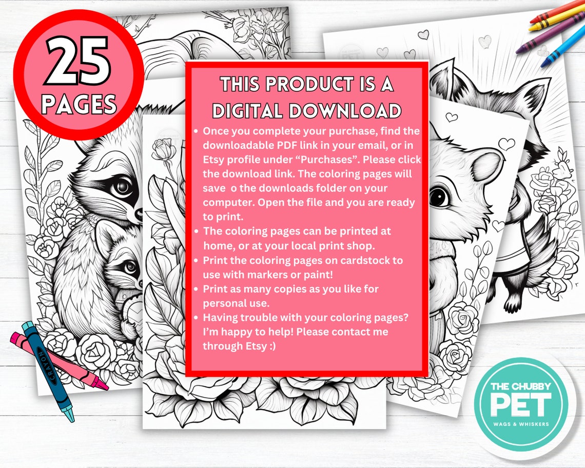 Animal Valentines Coloring Pages, Instant Download, Printable PDF, Kids ...