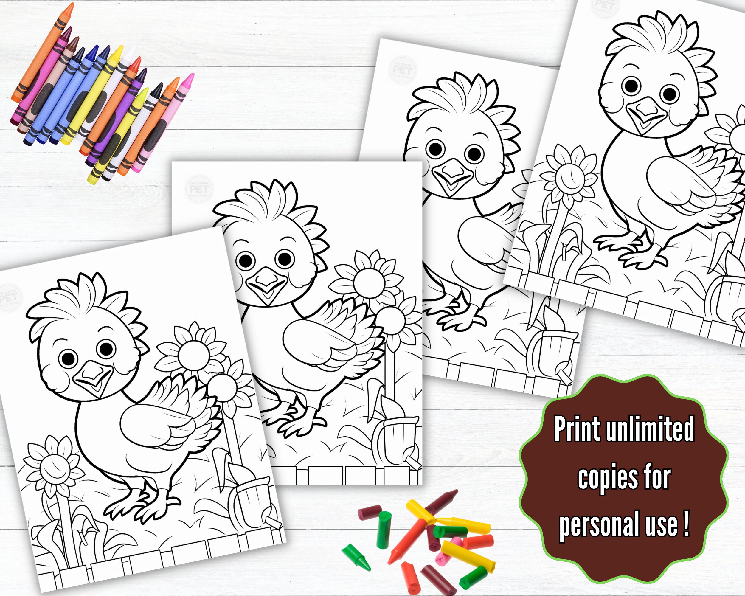 Farm Animal Coloring Pages, Printable Kids Activity, Digital Download ...