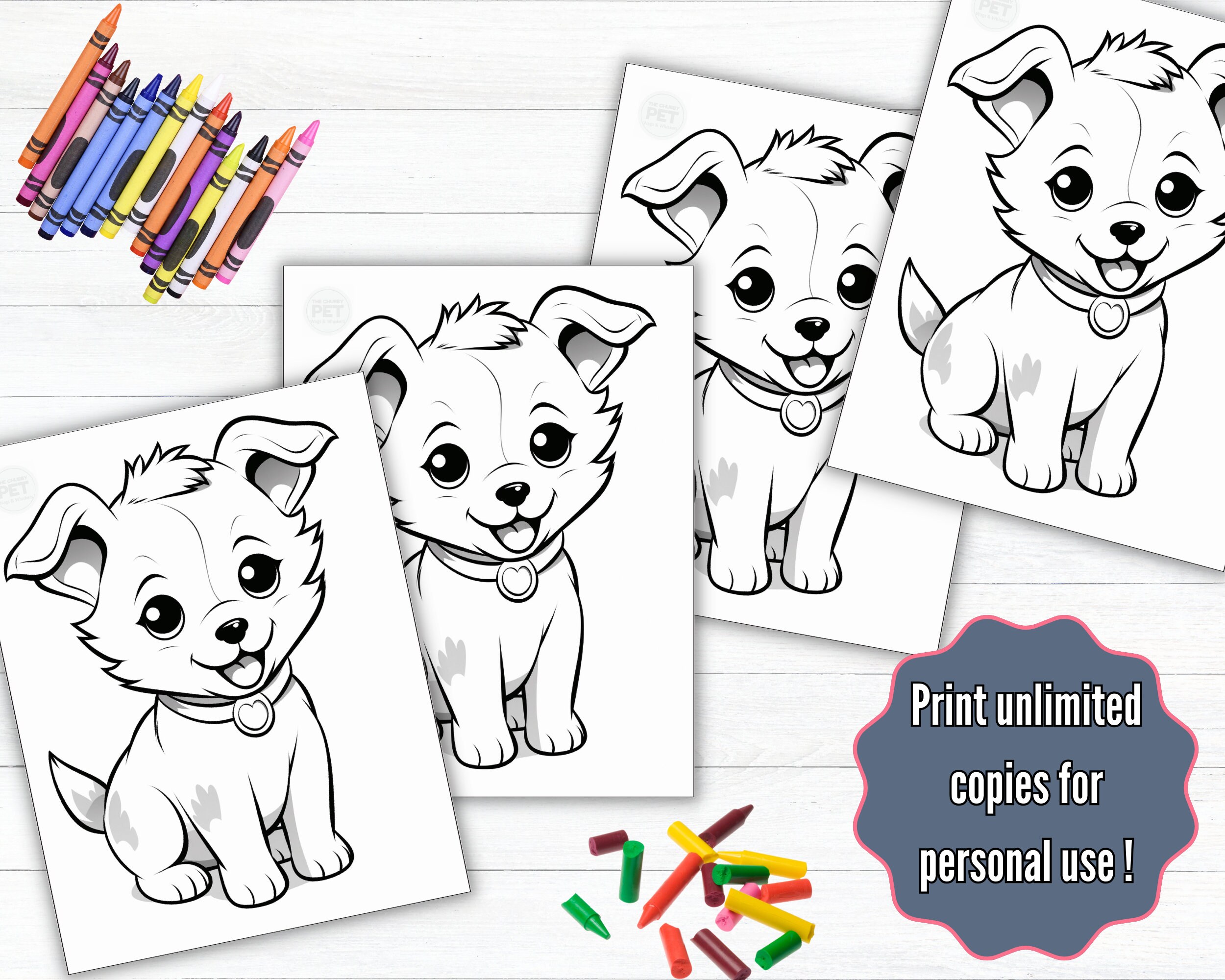 Printable Adorable Dogs Coloring Pages, 50 Cute Pup Illustrations for ...