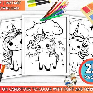 Printable Unicorn Coloring Pages, Kids Digital Coloring Book, Instant ...
