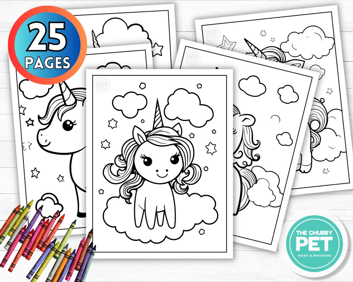 Printable Unicorn Coloring Pages, Kids Digital Coloring Book, Instant ...