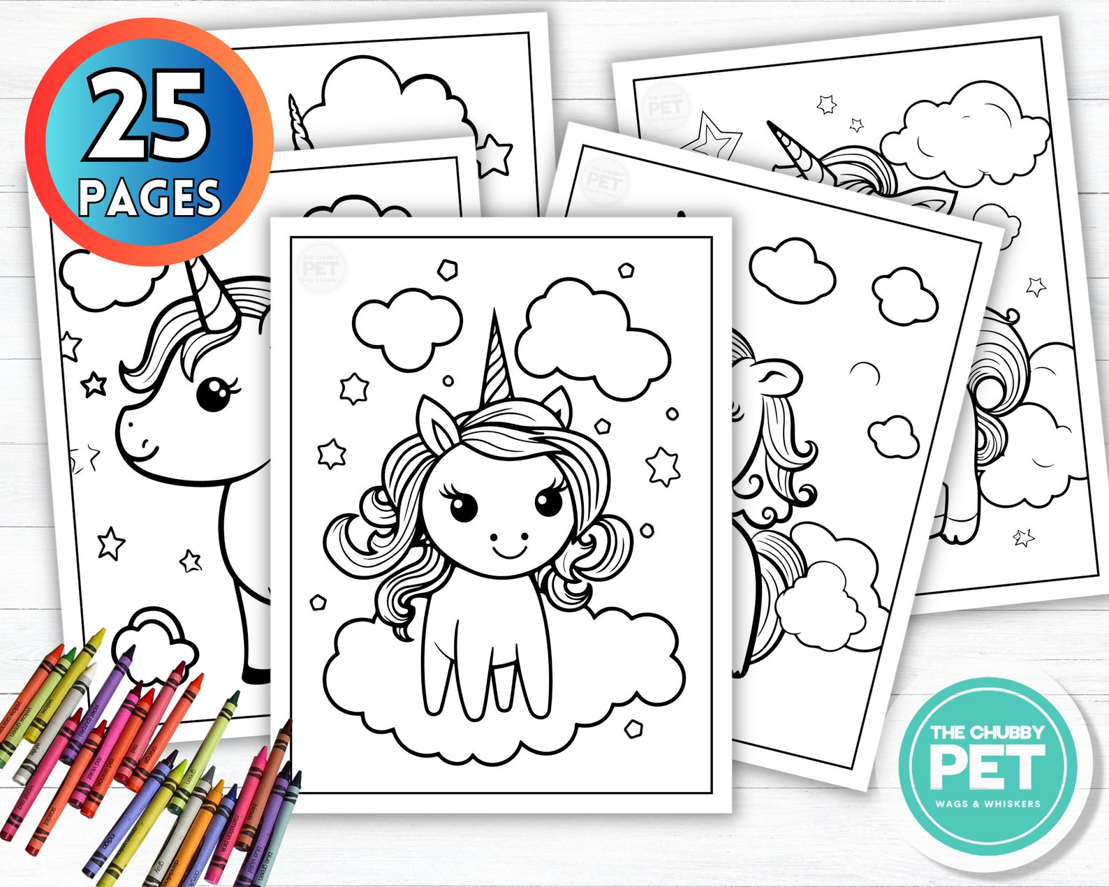 Printable Unicorn Coloring Pages, Kids Digital Coloring Book, Instant ...