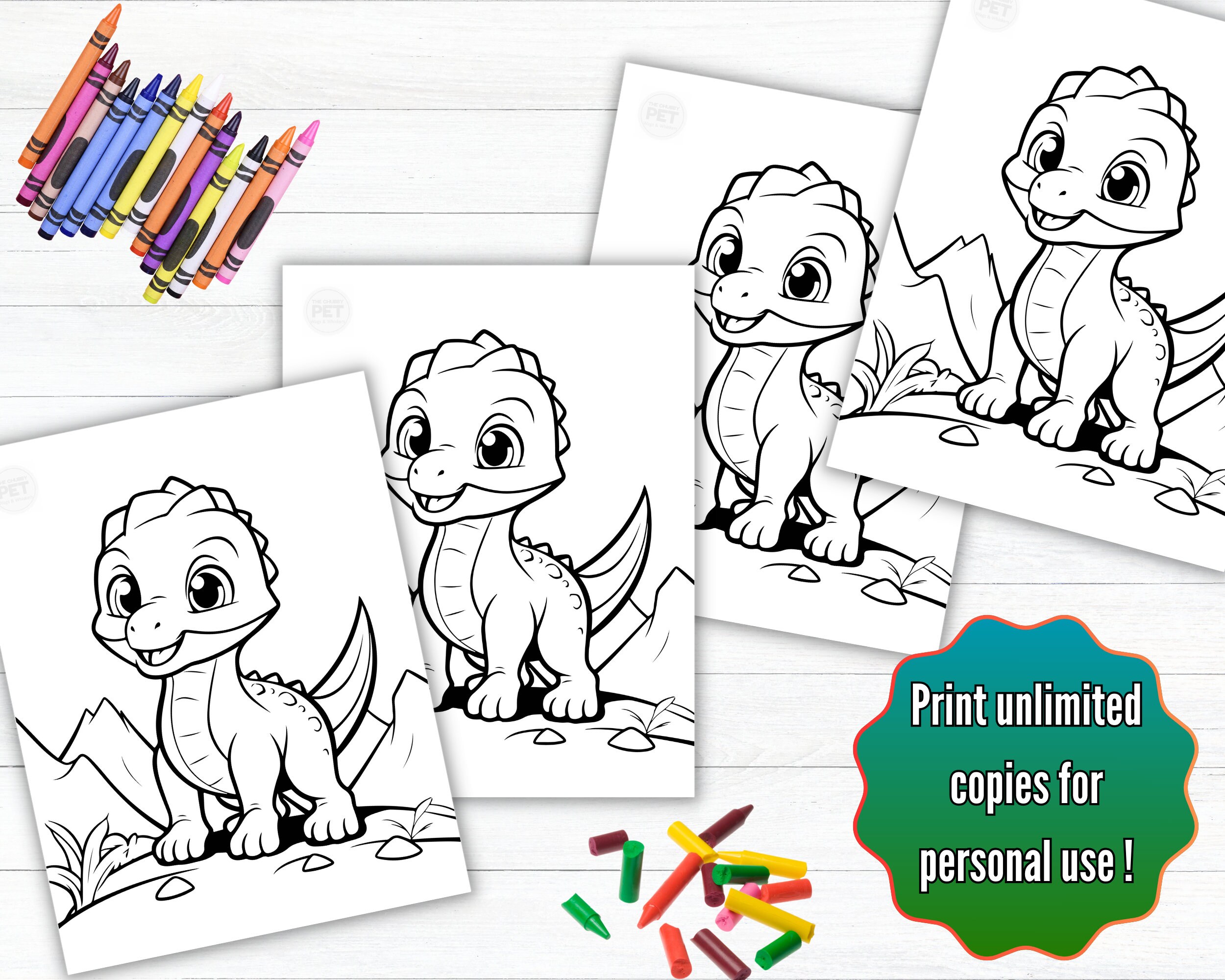 Dinosaur Coloring Pages Digital Download, Kids Activity, Fun ...