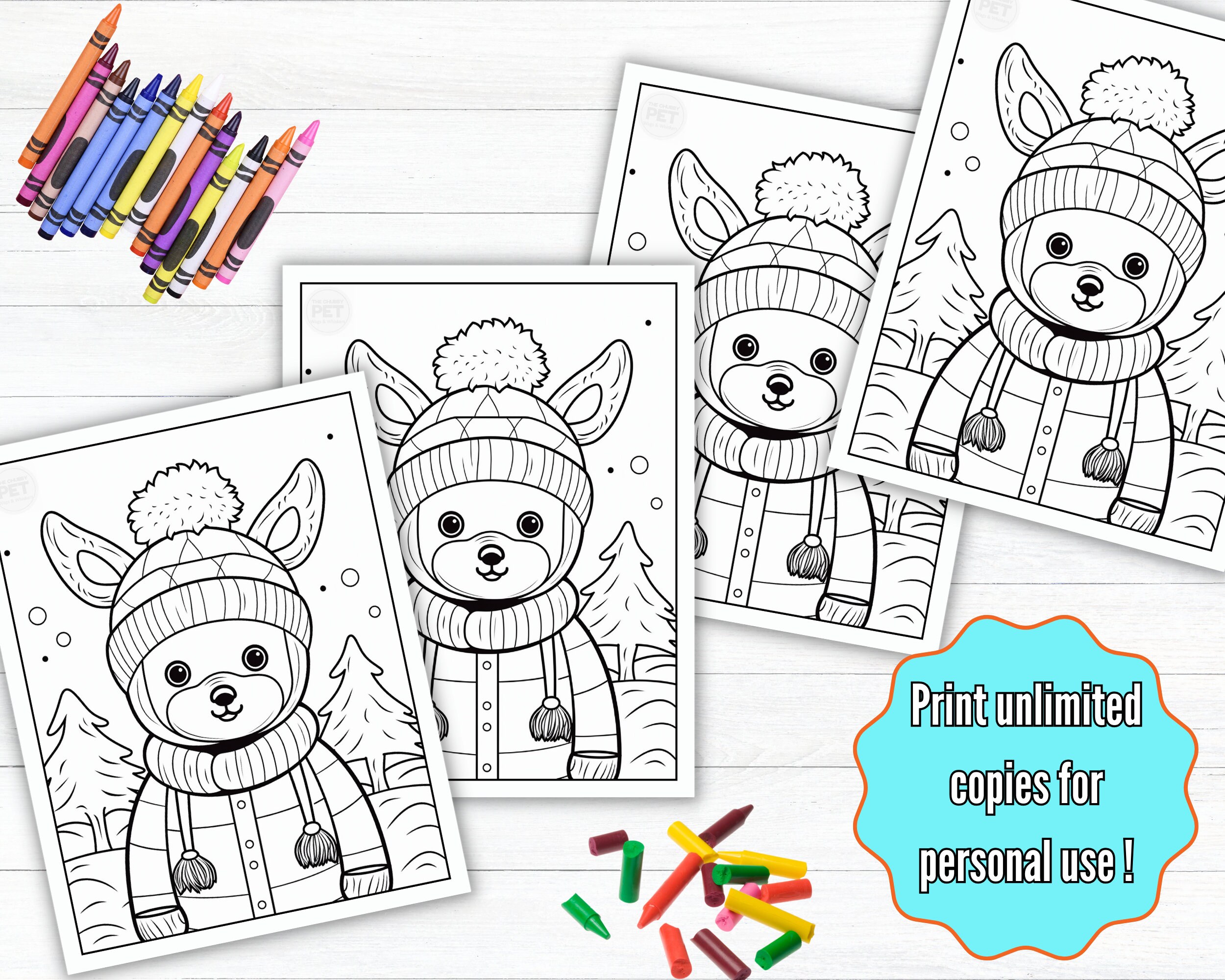 Winter Animals Coloring Pages Printable, 50 Unique Sheets, Kids ...