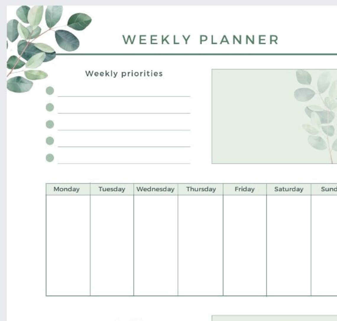 Daily & Weekly Organisation and Reflection Planner Printable PDF ...
