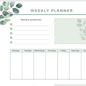 Daily & Weekly Organisation and Reflection Planner Printable PDF ...