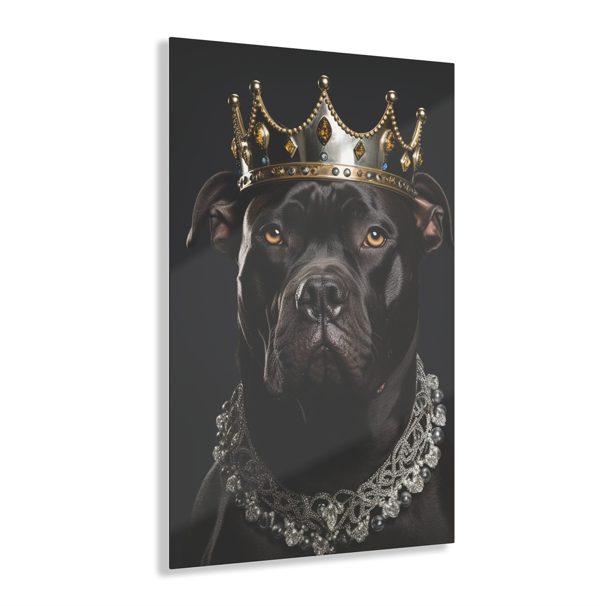 Black Pitbull Wearing Crown Unique Wall Decor - Etsy