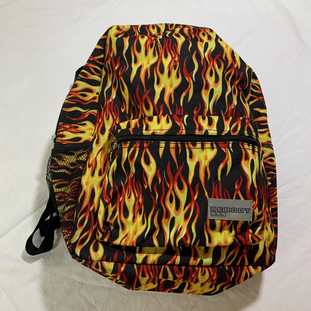 90s / 2000s Y2k Flame Fire Backpack - Etsy