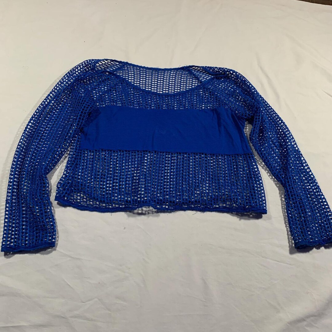Vintage 90s / 2000s Blue Mesh Fishnet Long Sleeve Shirt Size M/l - Etsy