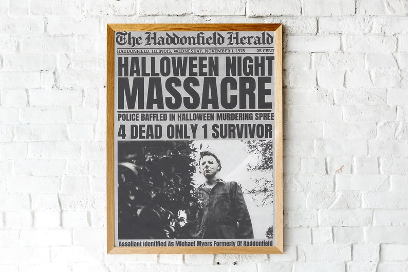 Michael Myers 1978 Halloween Night Massacre Newspaper Poster ...
