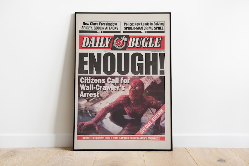 Daily Bugle Newspaper Peter Parker Spiderman Avengers Tobey Maguire ...