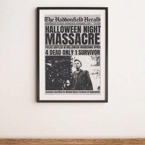 Michael Myers 1978 Halloween Night Massacre Newspaper Poster ...