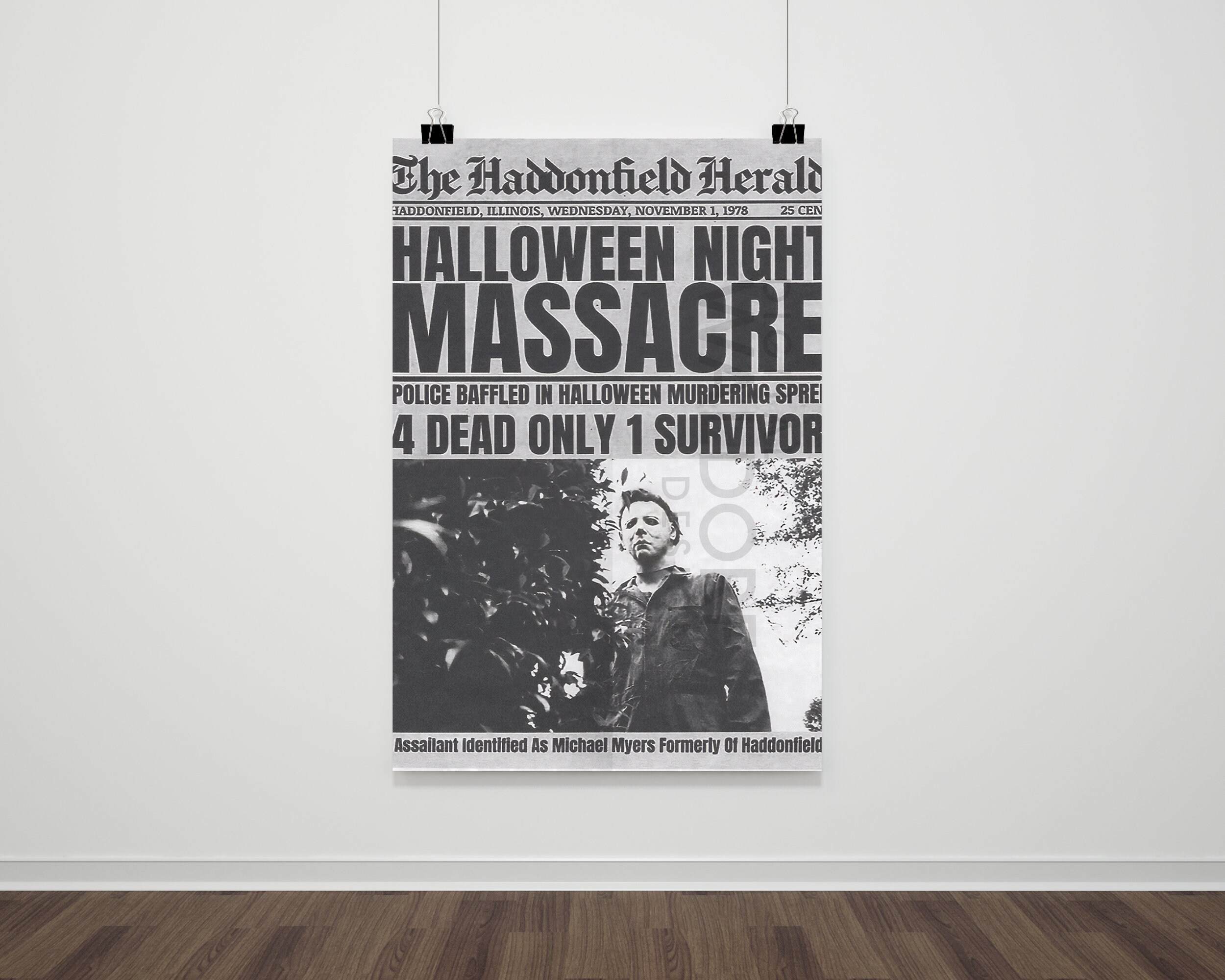 Michael Myers 1978 Halloween Night Massacre Newspaper Poster ...