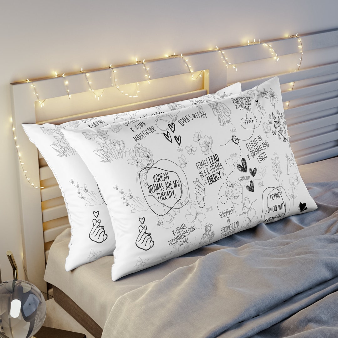 Kdrama Aesthetic Pillow Sham, Korean Drama Pillow Cover, Kdrama Bedding ...