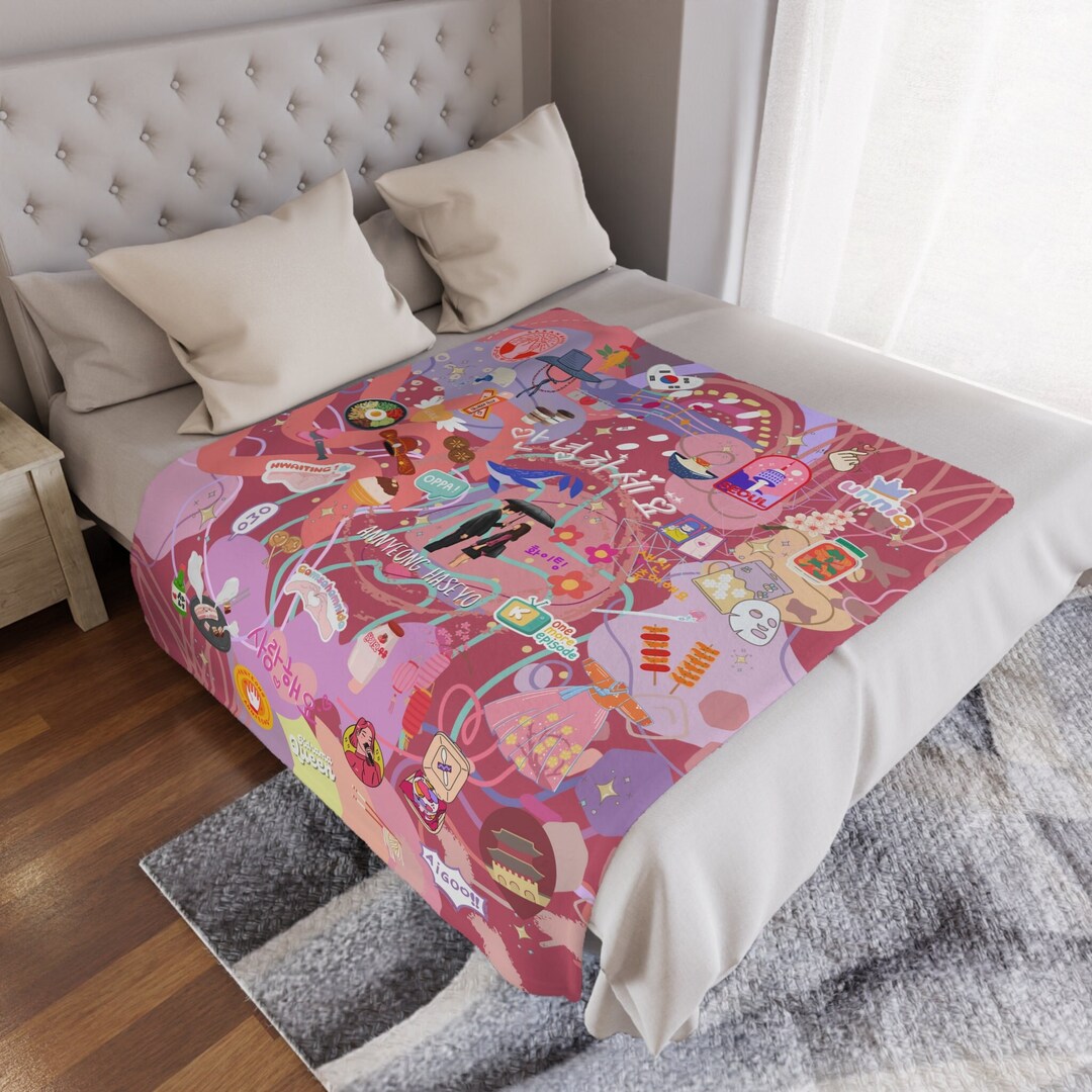 K-drama Aesthetic Plush Blanket, Soft Cozy Blanket, Gift for Korean ...