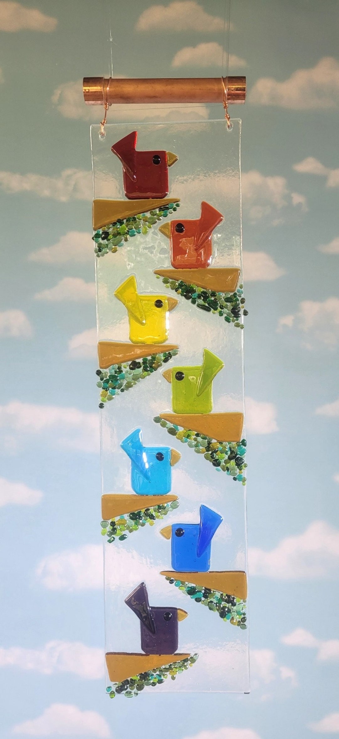 Rainbow Birds Vertically Hanging - Etsy