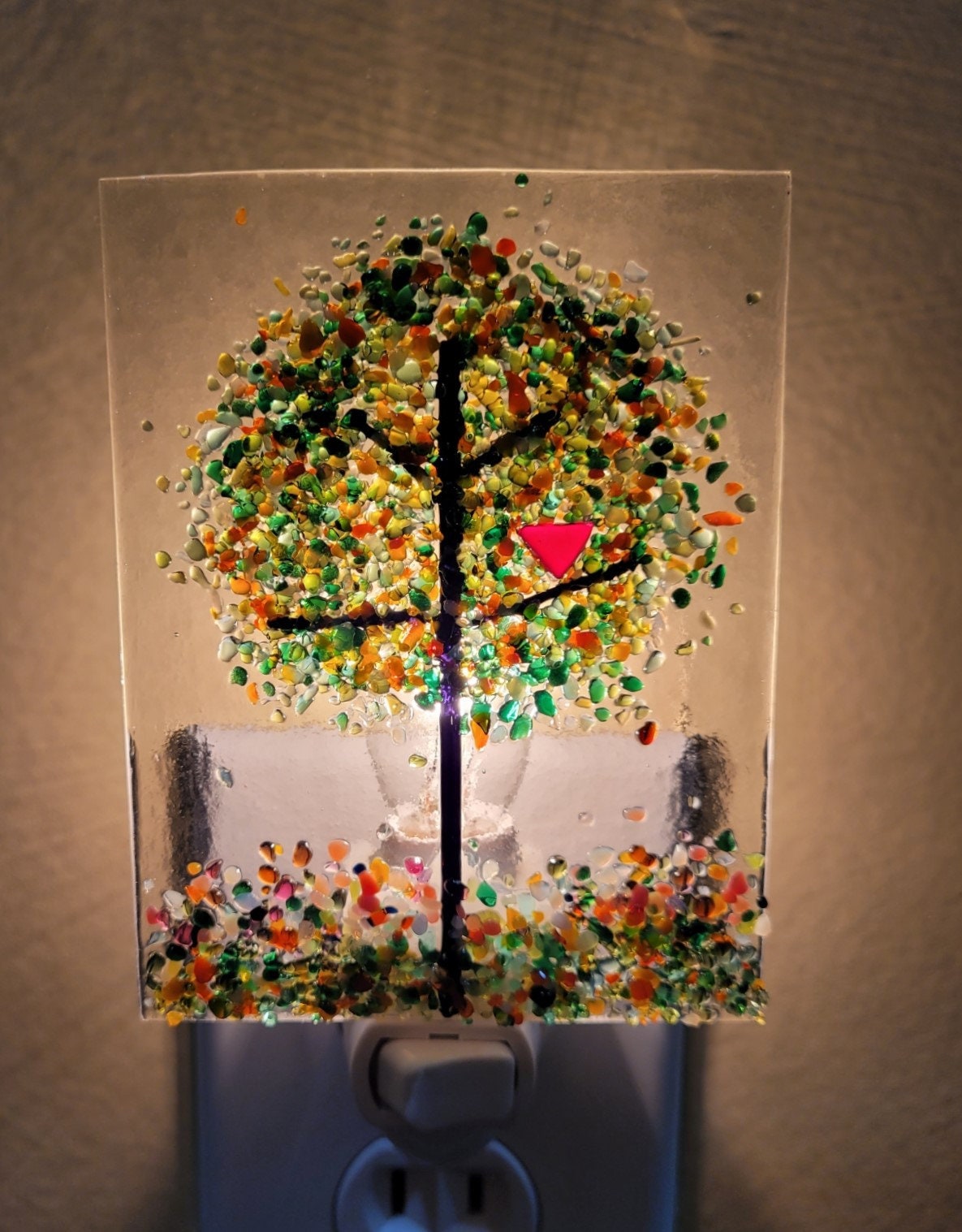 Multicolored Tree With Red Bird Night Light - Etsy