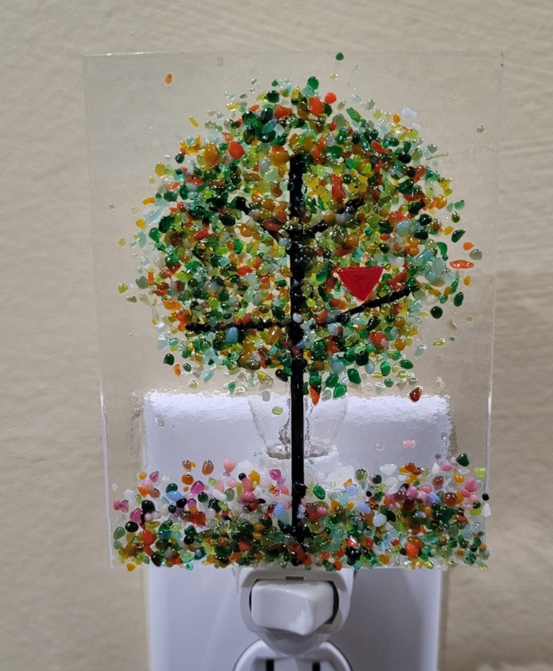 Multicolored Tree With Red Bird Night Light - Etsy