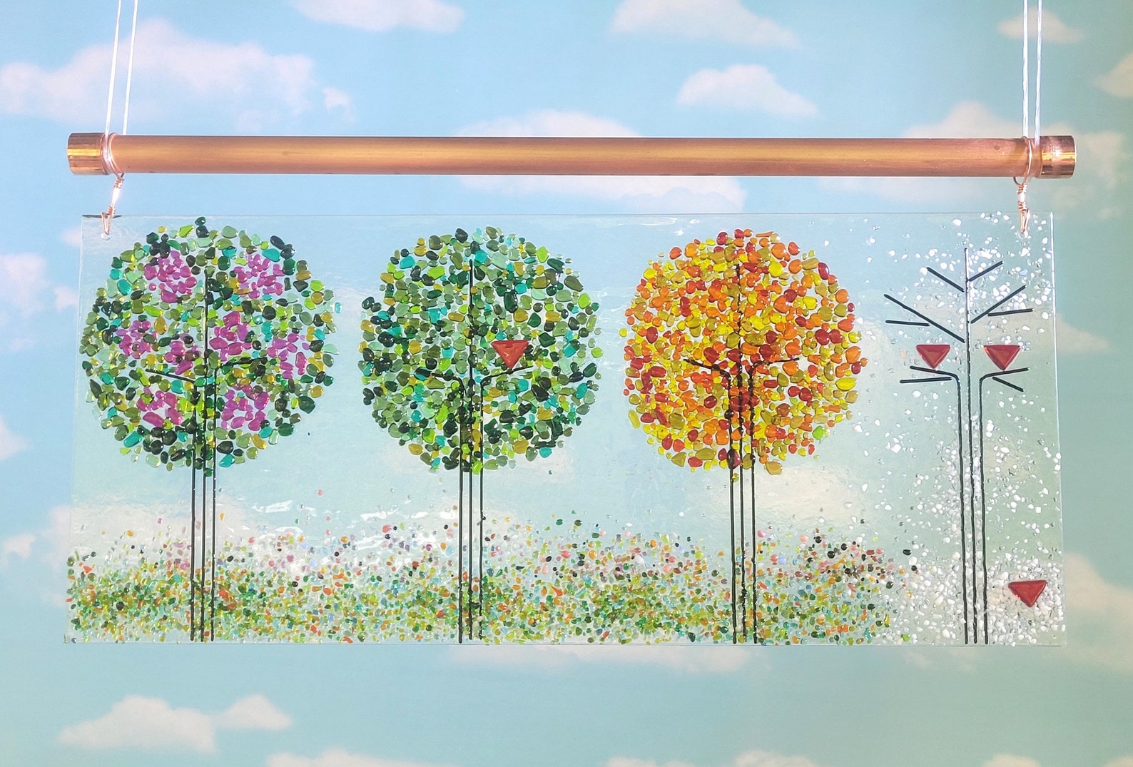 Four Seasons Hanging Fused Glass Panel - Etsy