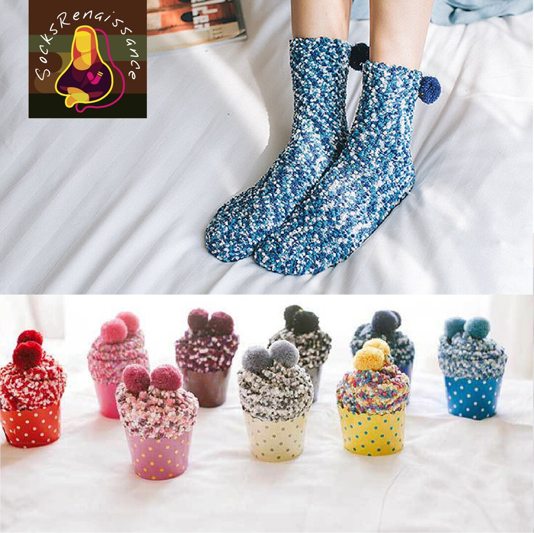 Cupcake Socks, Plush Pompom Cupcake Socks, Cute Funny Socks, Perfect ...