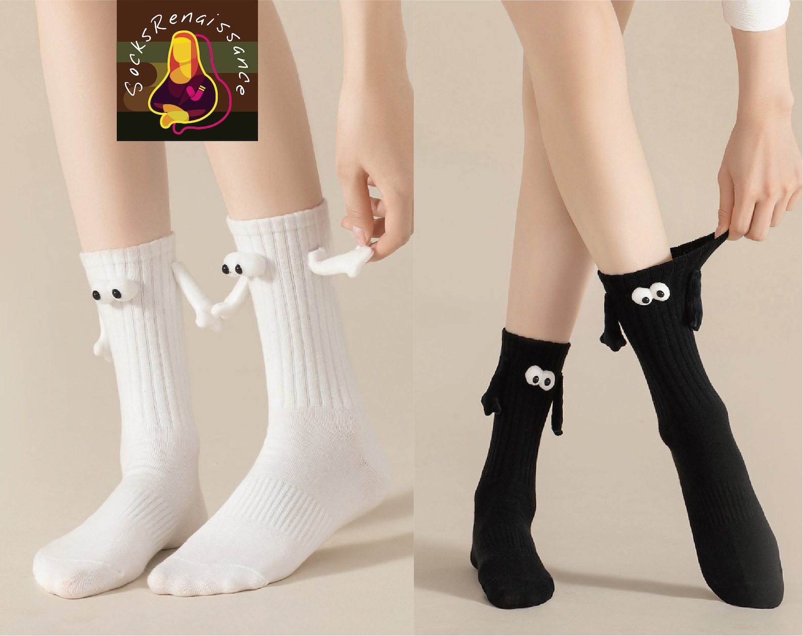 3D Eyes Magnetic Hand Holding Socks, Hand in Hand Magnetic Couple Socks ...