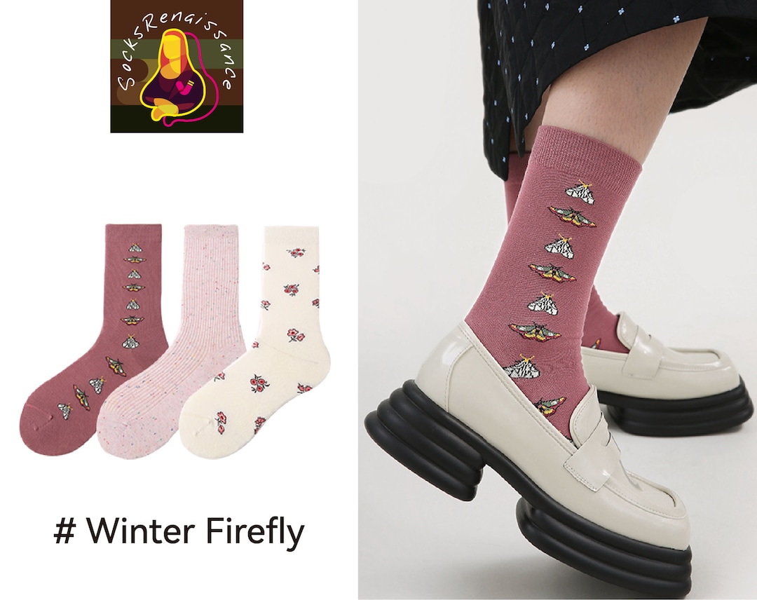 3 Pairs Personalized Boho Socks, Custom Floral Socks, Socks Womens, Mid ...