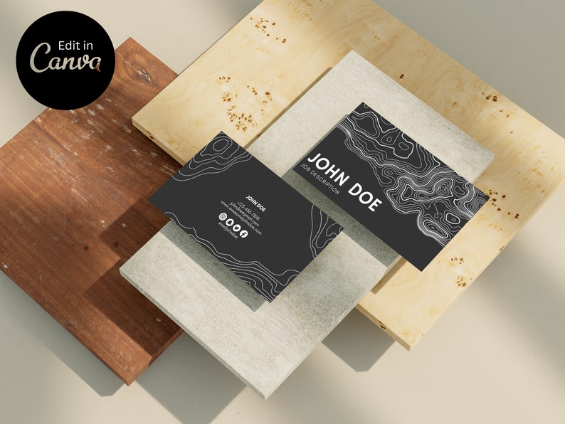 Topographic Business Card Template Instant Download - Etsy