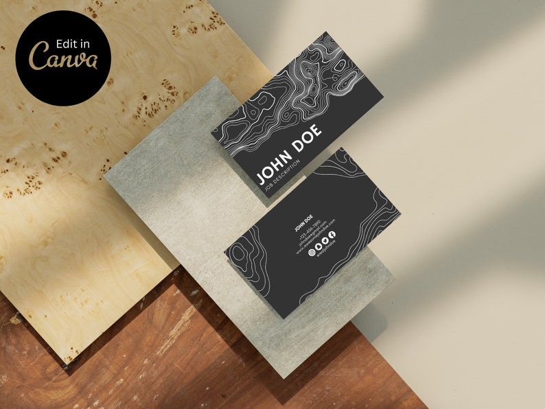 Topographic Business Card Template Instant Download Topographic Map ...
