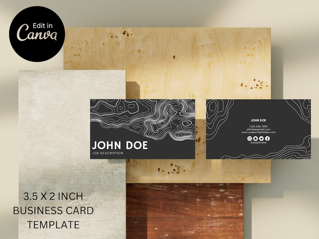 Topographic Business Card Template Instant Download Topographic Map ...