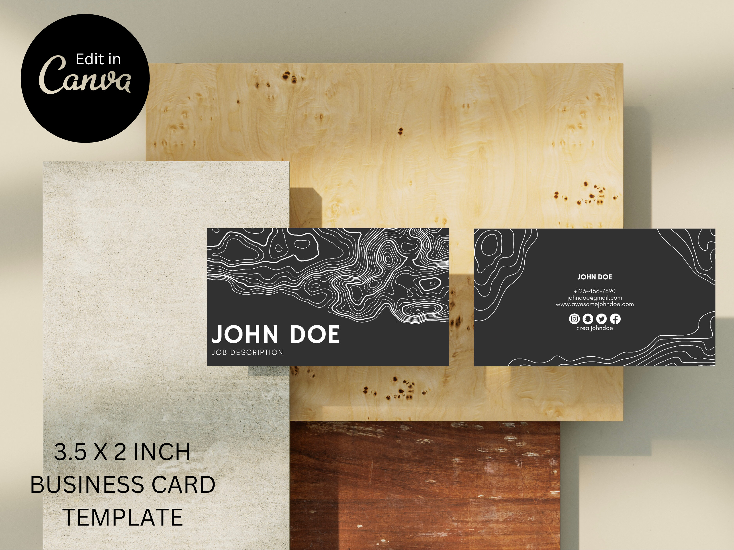 Topographic Business Card Template Instant Download - Etsy