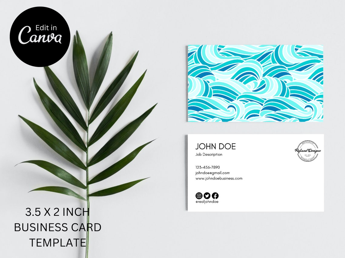 Modern Wave Business Card Template Instant Download Modern Design ...