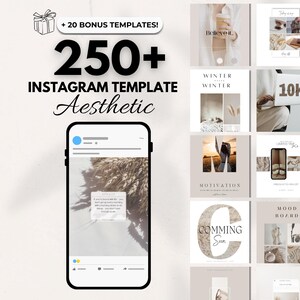 250 Aesthetic Instagram Post Templates for Canva | Editable Social ...