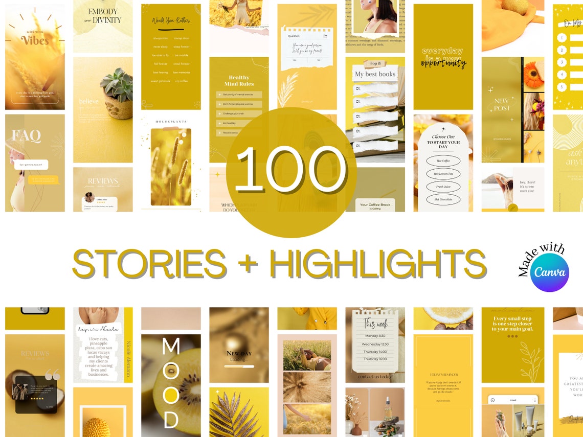 100 Gold Instagram Story & Highlight Instagram Influencer Template ...