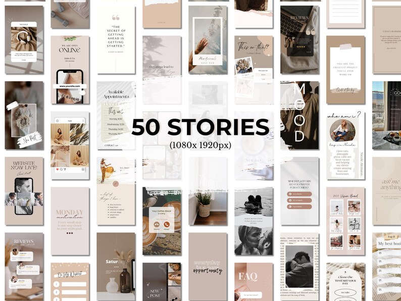 Aesthetic IG Templates in Beige for Influencers Elevate Your Feed - Etsy